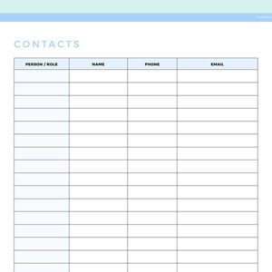 Editable Contact List Template Printable, Contact Sheet PDF, Printable Phone List, Contact Log ...