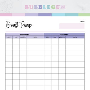 Printable Breast Pump Record, Breastfeeding Log, Breast Pumping Tracker ...