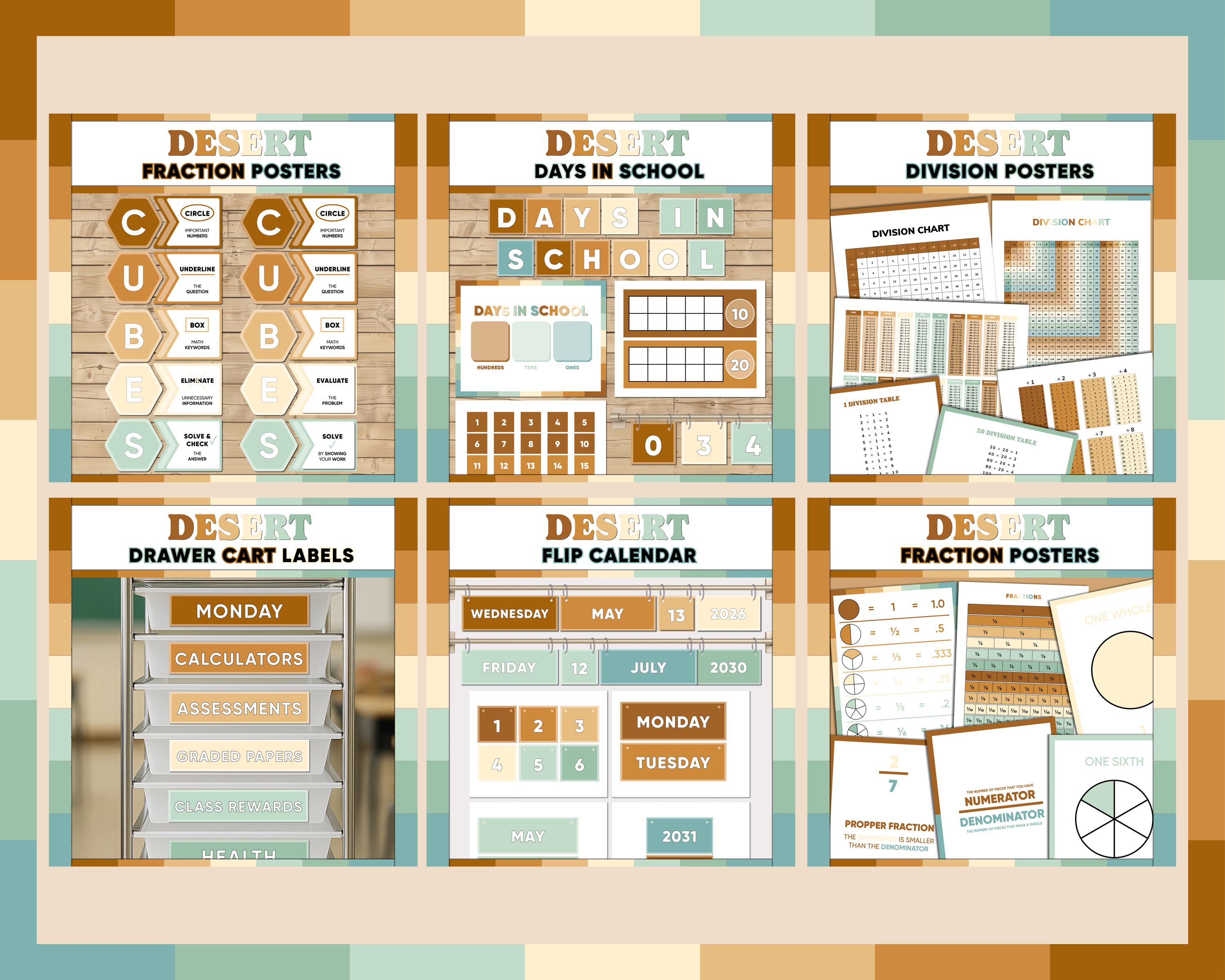 Desert Classroom Decor Bundle | Nature Brown Green Yellow Theme | Calm ...