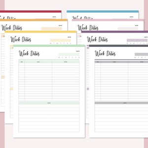 Work Duties Tracker, Time Tracker for Employees, Work Time Sheet, Work ...