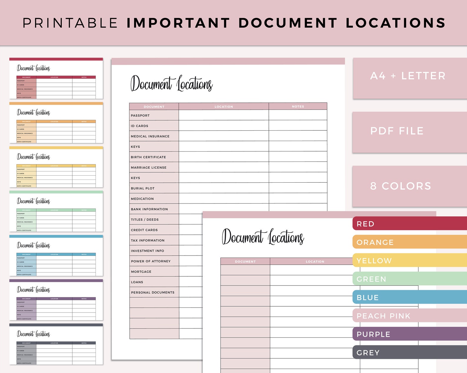Printable Important Document Organizer Home Binder Document - Etsy
