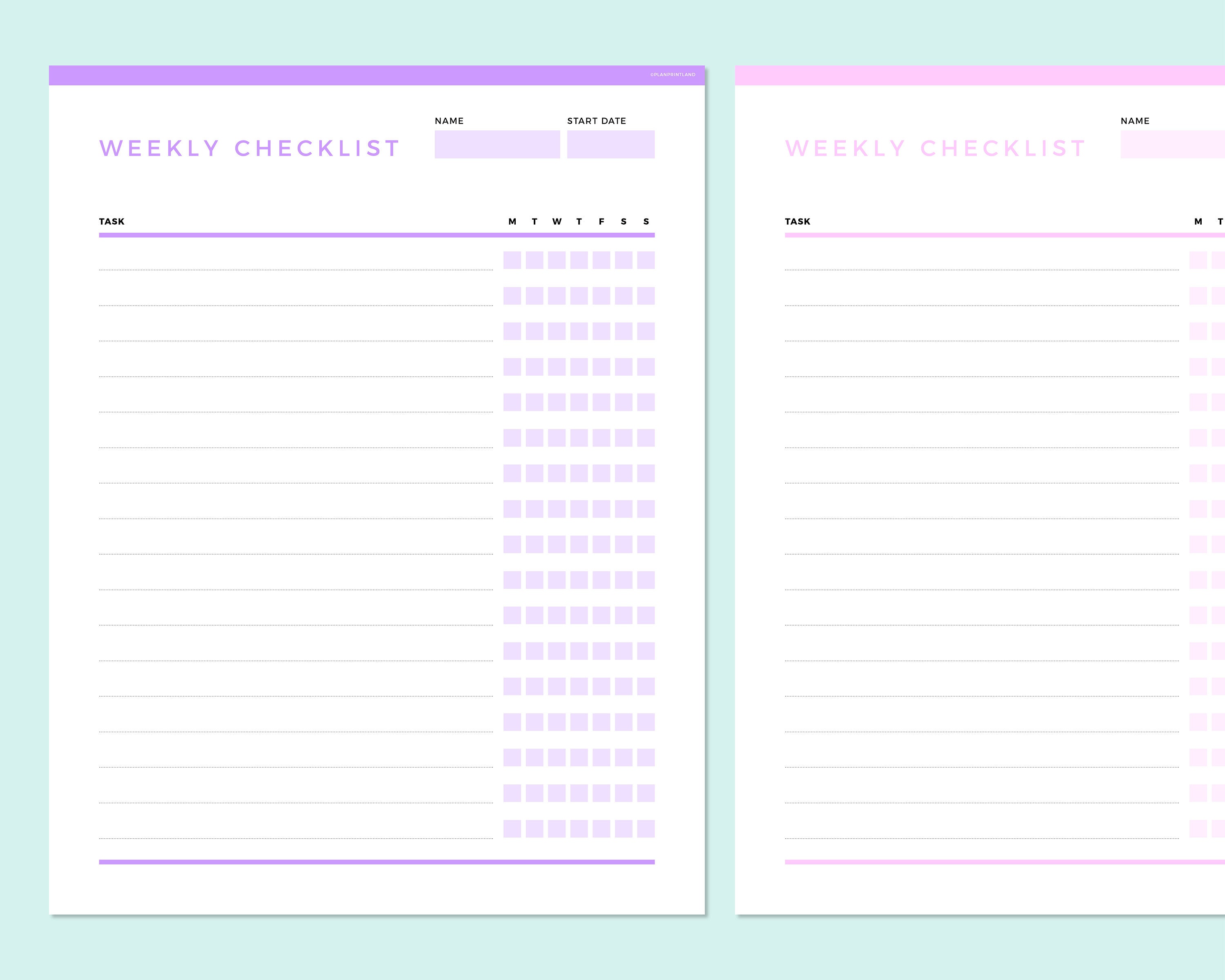 Editable Minimal Weekly Checklist Week Planner Weekly to Do - Etsy