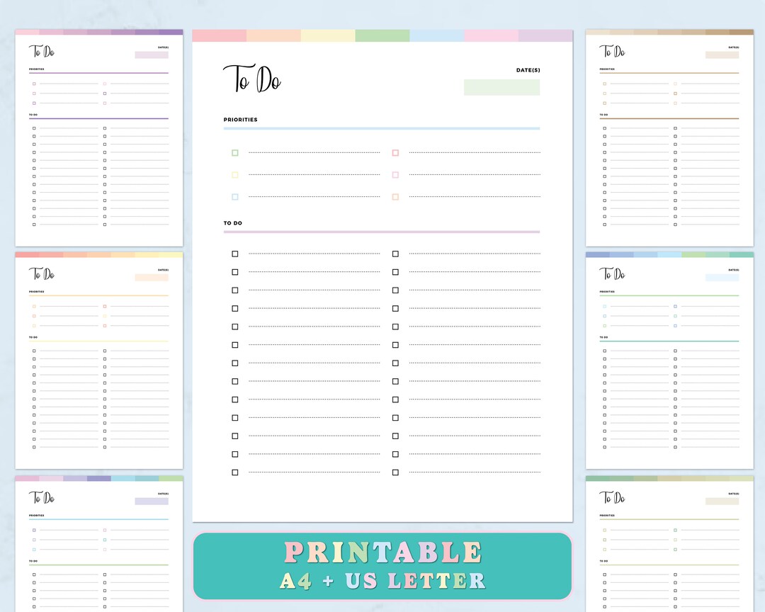 Daily to Do List Printable | Rainbow Task Checklist - Etsy