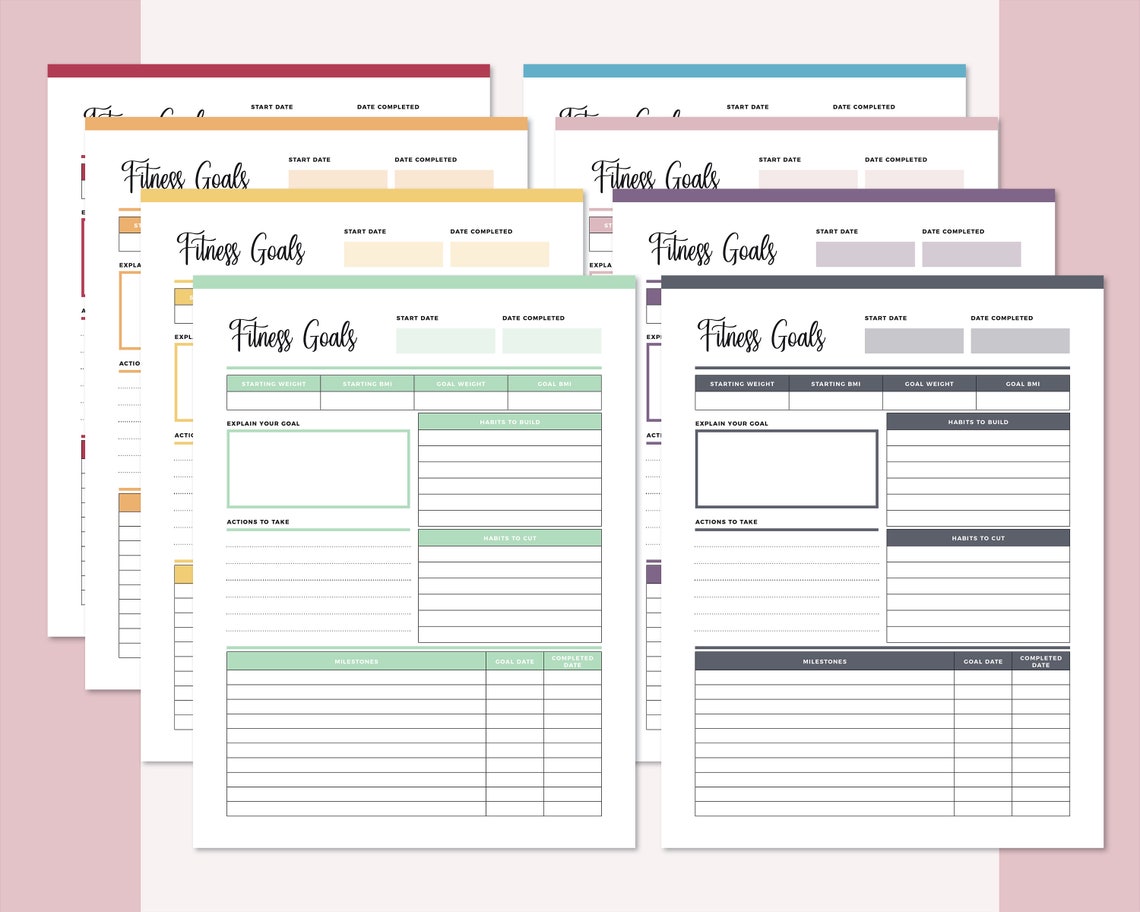 Printable Fitness Planner Fitness Goals Goal Setting Weight | Etsy