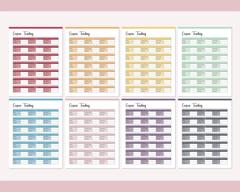 Printable Sales Coupon Tracking Sheet, Online Reseller Promotion ...