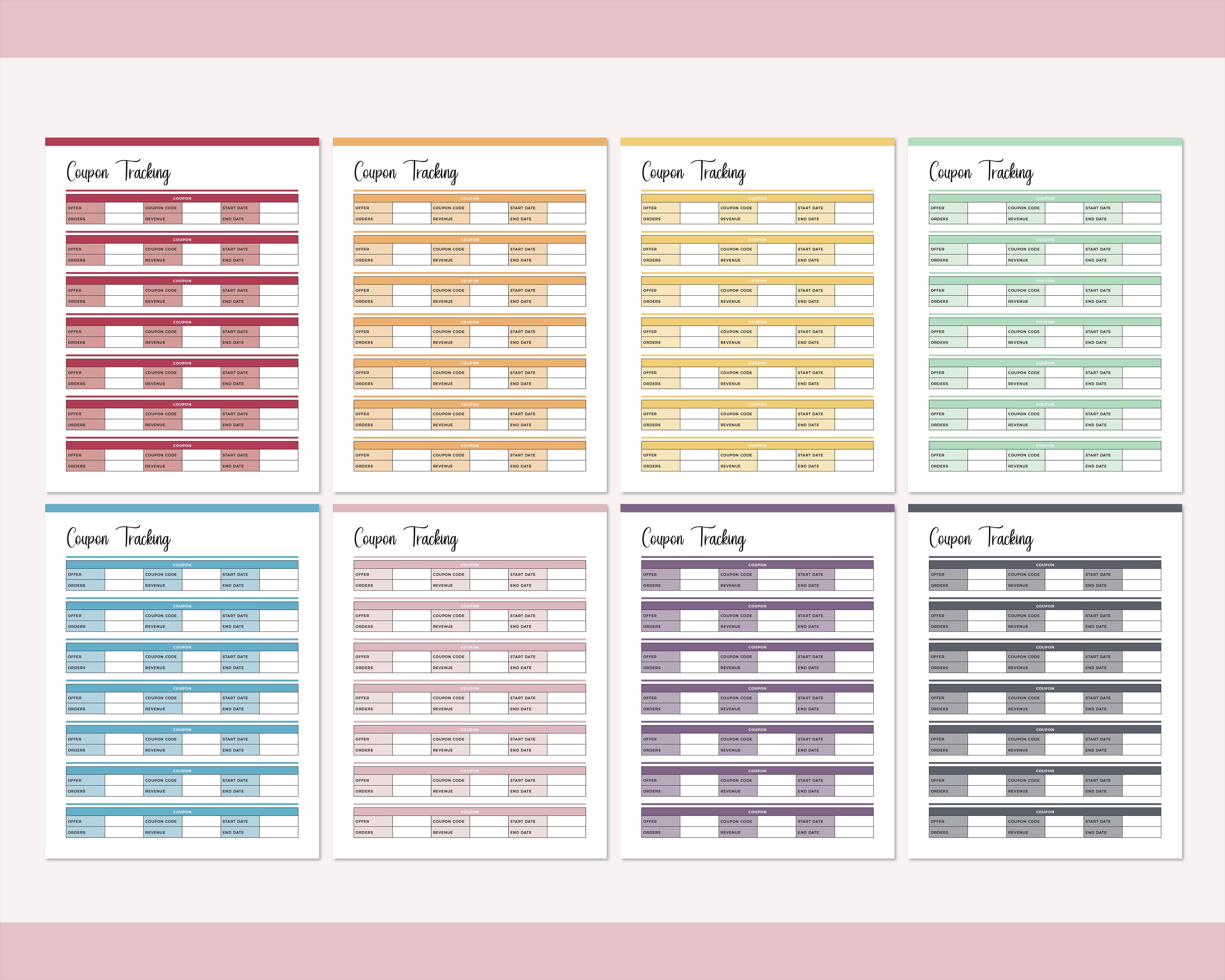 Printable Coupon Tracking Sheet, Online Business Planner (A4 & Letter ...