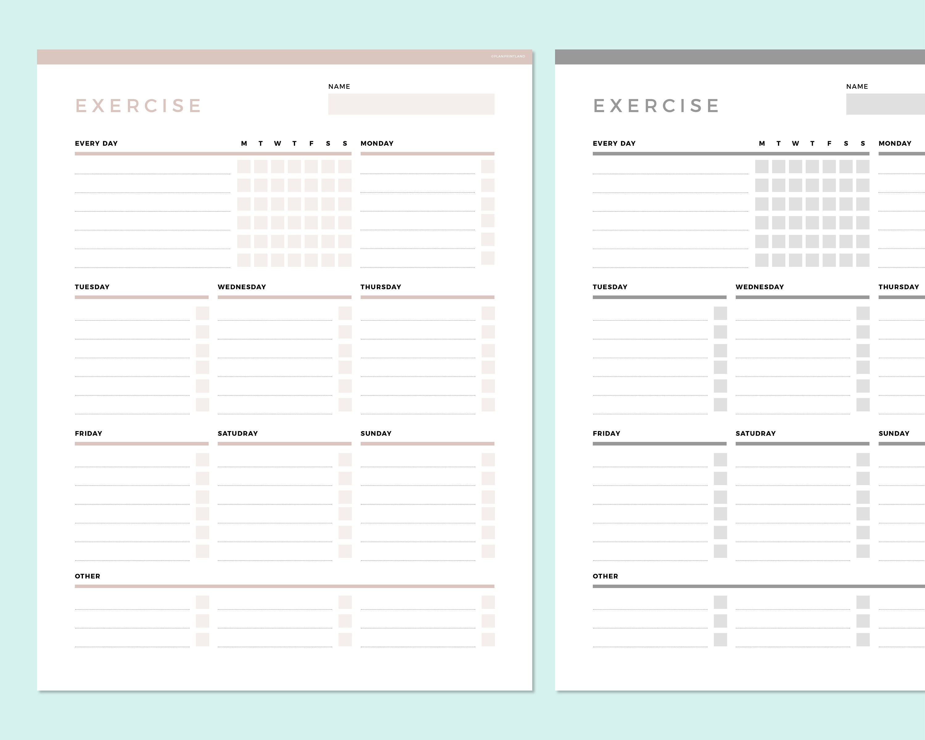 Editable Exercise Tracker Printable, Fillable Daily Exercise Checklist ...
