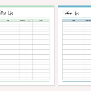Printable Follow up Sheet, Business Follow Ups, Small Business Customer ...