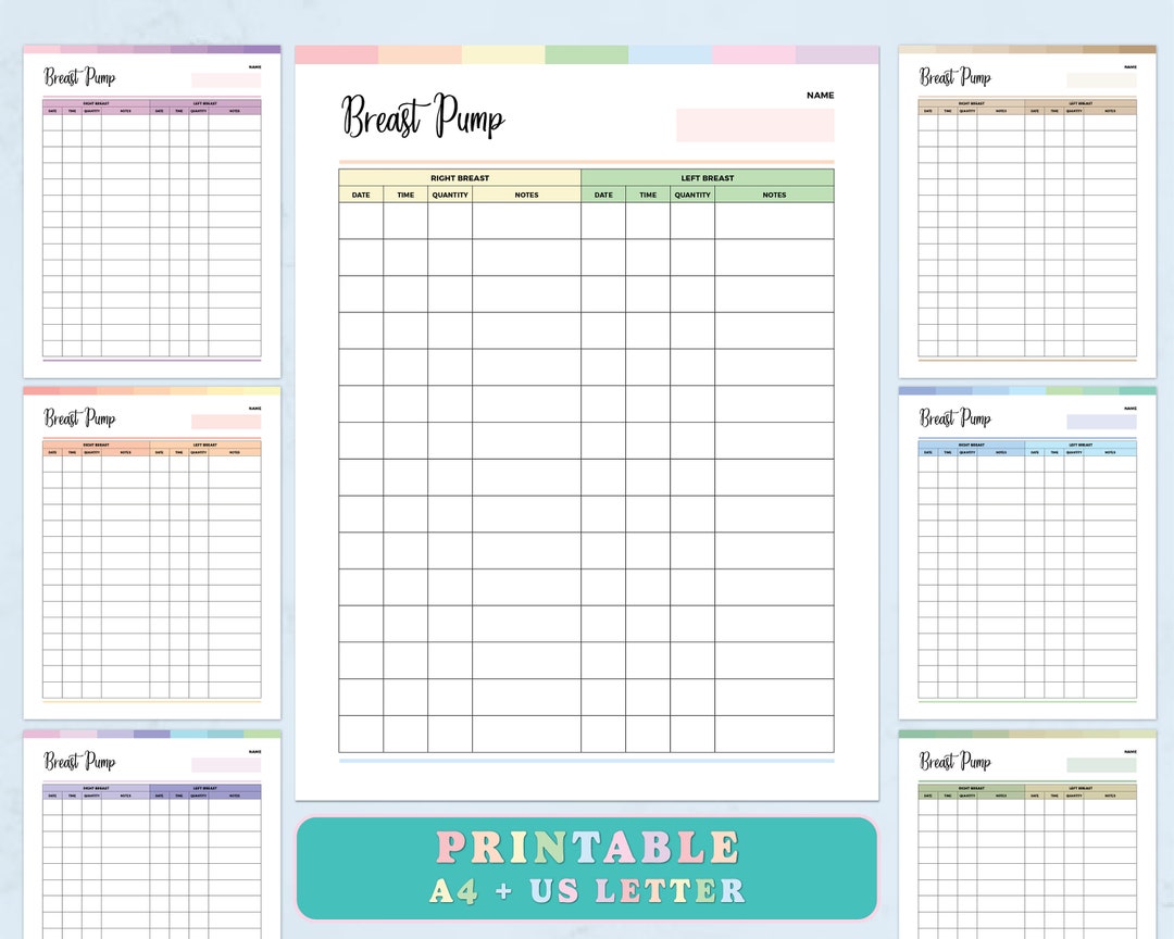 Printable Breast Pump Record, Breastfeeding Log, Breast Pumping Tracker ...