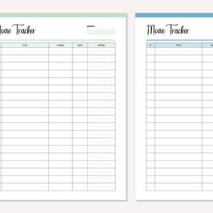 Printable Movie Tracker, Film Watch List | Instant Download Movie ...