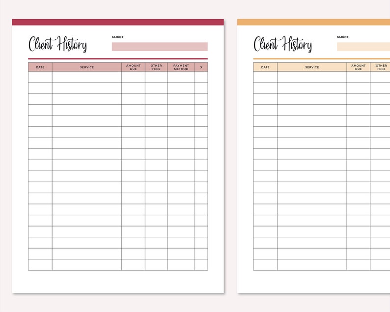 Printable Client Book, Client Payment Log, Business Payment Tracker ...