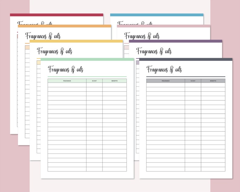 Printable Fragrance and Oil Tracking Sheet, DIY Candle Maker, Soap ...