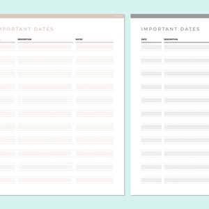 Editable Important Dates Tracker Printable, Fillable Important Dates ...