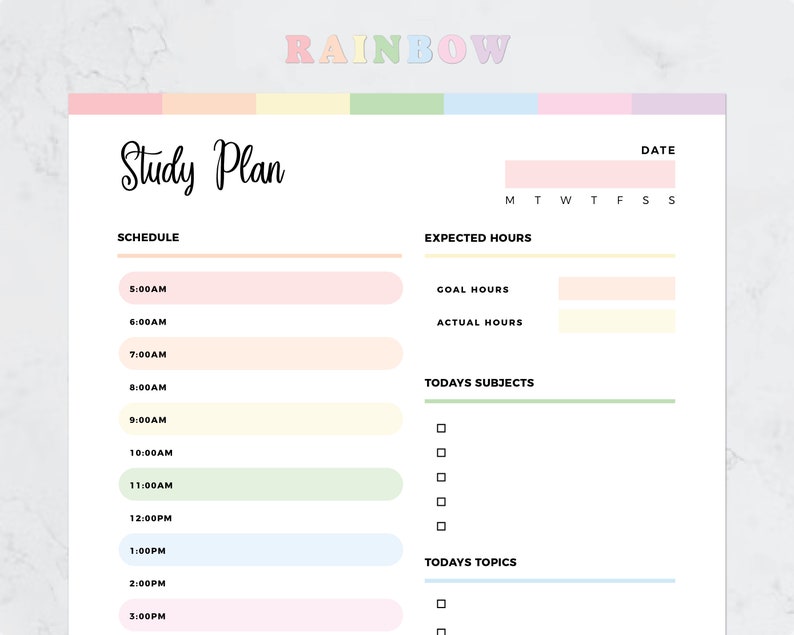 Printable Student Study Planner, Timetable Template (PDF) - Etsy