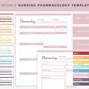 Printable Nursing Student Pharmacology Template Student Nurse - Etsy