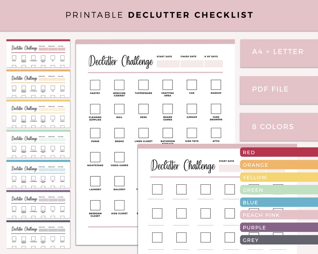 Printable Declutter Checklist, Declutter Planner, Decluttering Guide ...