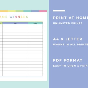 Printable Board Game Winner Tracker, Game Tracking Log, Games Night ...