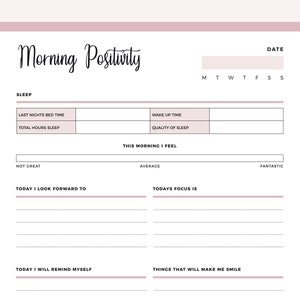 Printable Positivity Journal, Positive Thinking Planner, Gratitude ...
