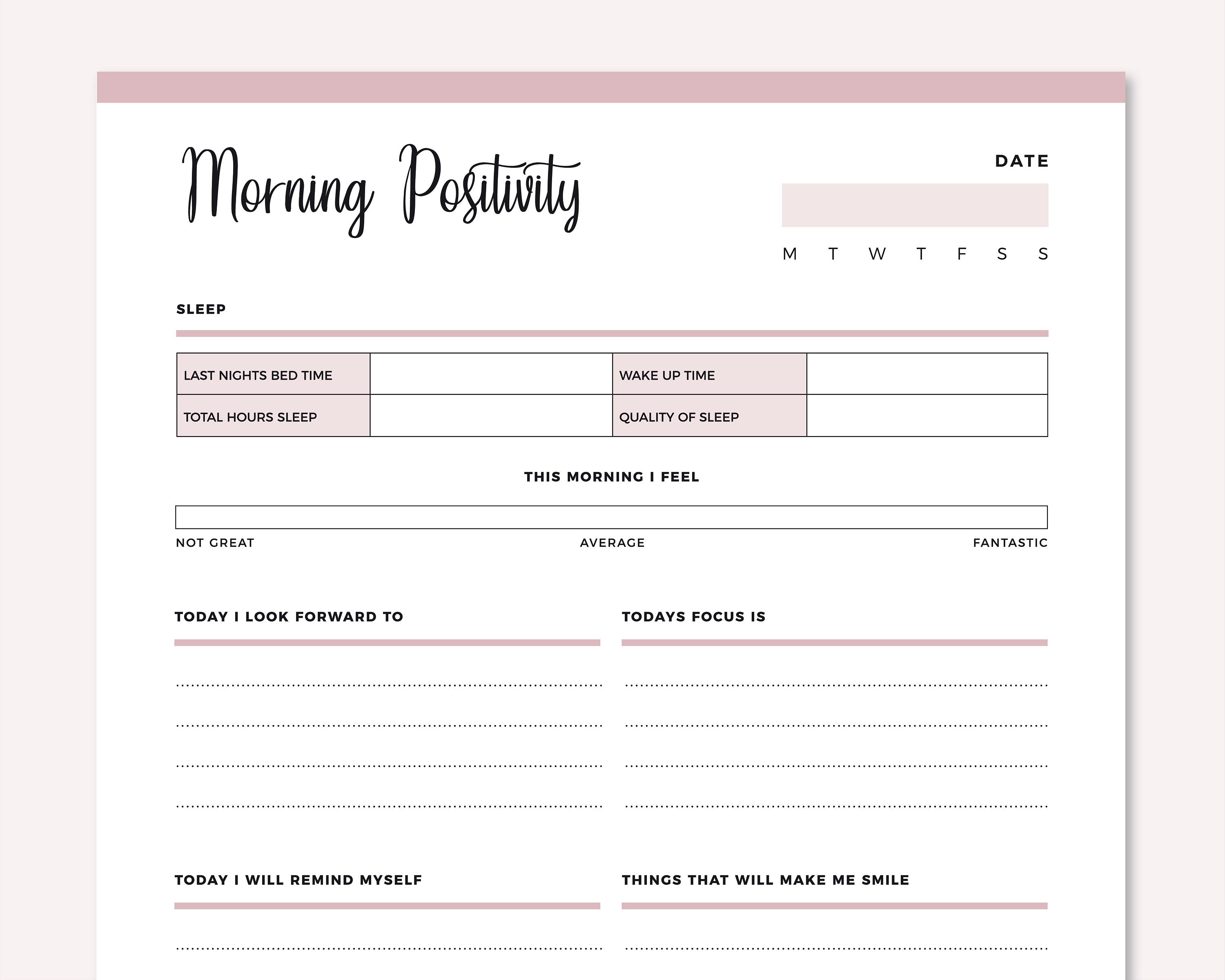 Printable positivity journal positive thinking planner | Etsy