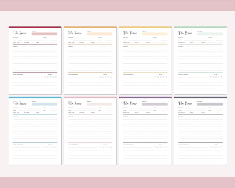 Printable Film Review Planner Movie Review Sheet A4 and | Etsy