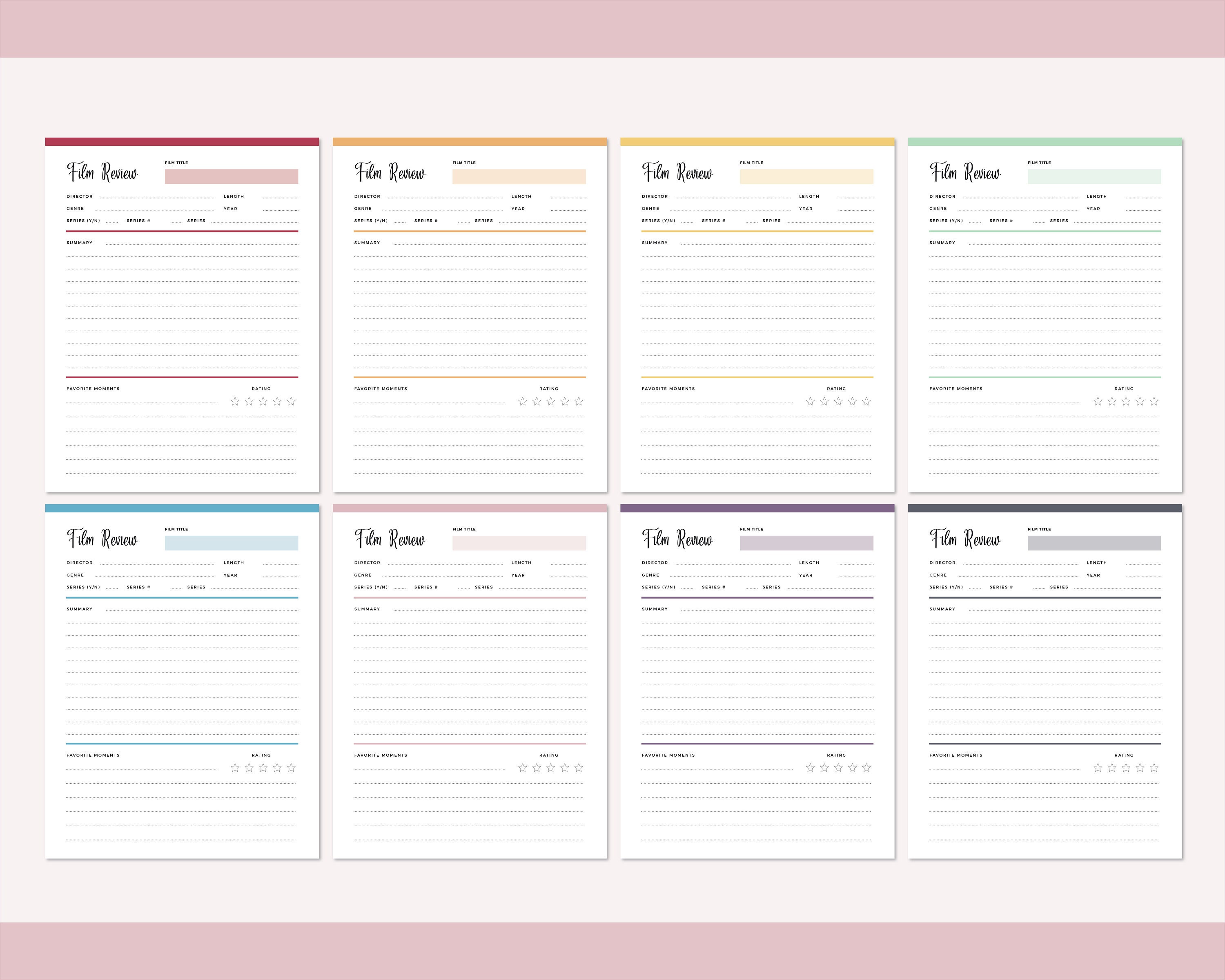 Printable Film Review Planner Movie Review Sheet A4 and | Etsy