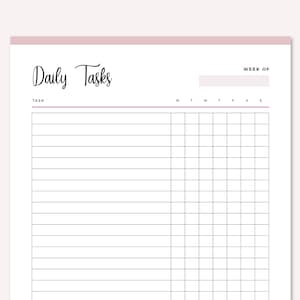 Printable Daily Checklist, Daily Task Checklist Template, Print at Home ...
