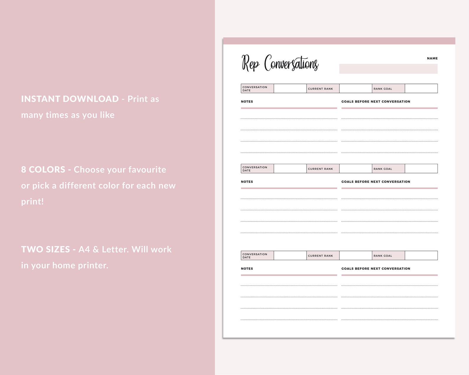 MLM Rep Conversation Log Printable Conversation Tracking - Etsy