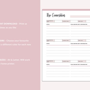 MLM Rep Conversation Log Printable, Conversation Tracking, Direct Sales ...