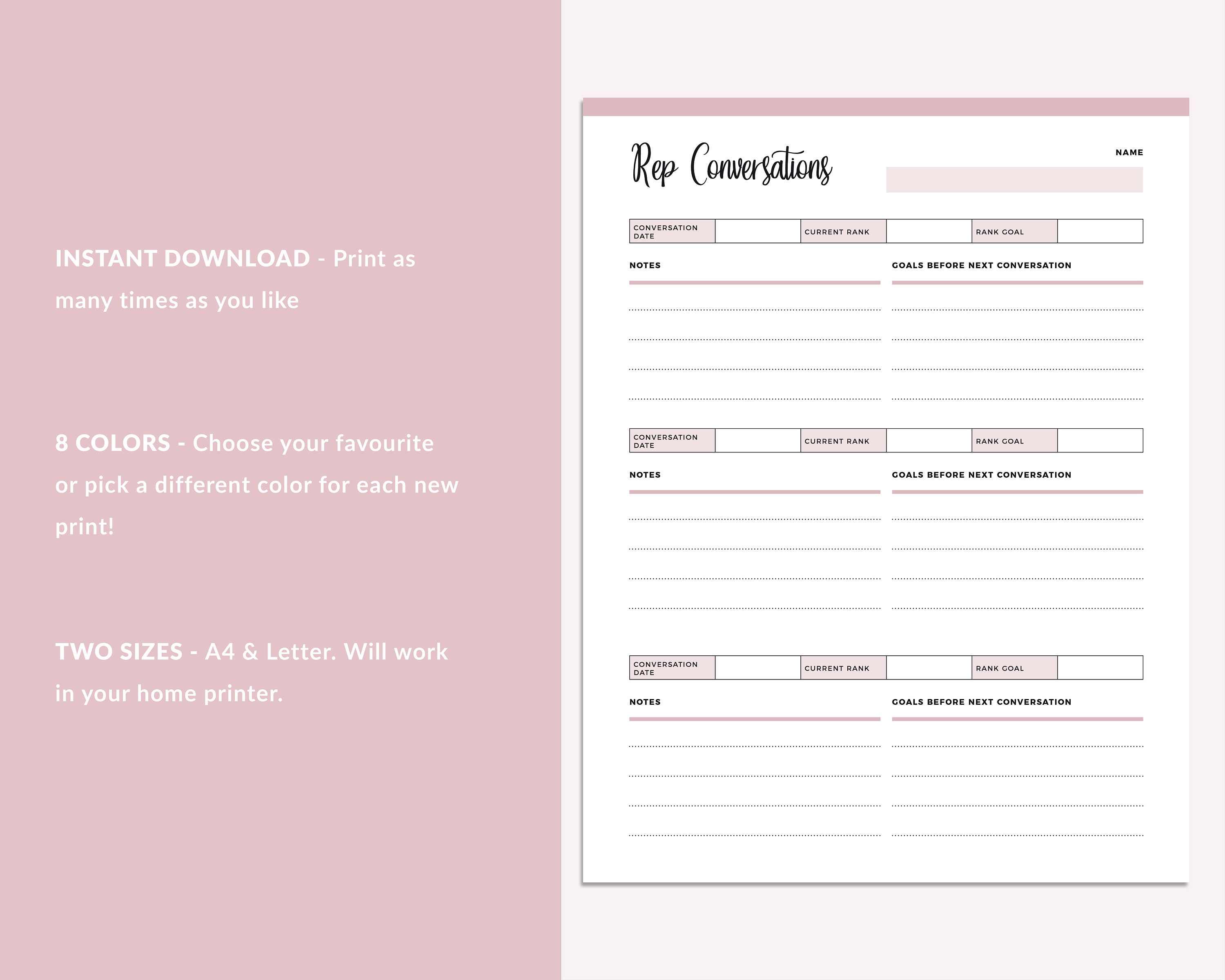MLM Rep Conversation Log Printable Conversation Tracking - Etsy