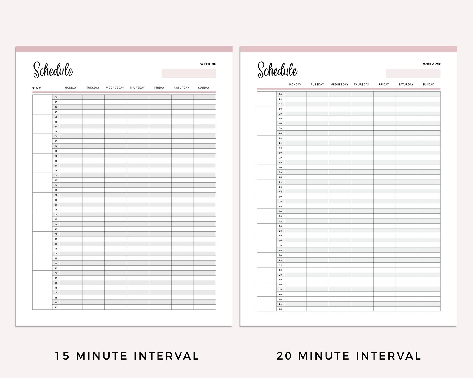 Blank Hour Printable Appointment Book, 15 Minute Increments, Weekly ...