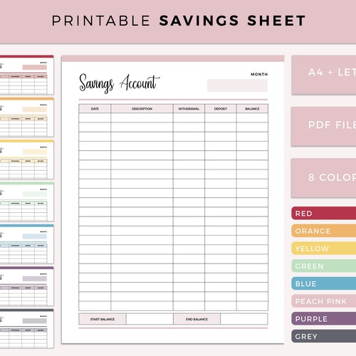 Design & Templates Paper Stationery Printable Bank Balance Log ...
