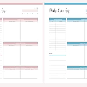 Printable Daily Care Log, Journal for Special Needs Carers, Elderly ...