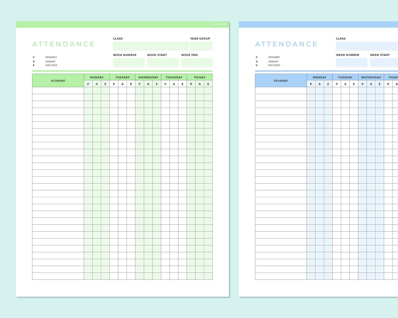 Editable Attendance Sheet Printable School Attendance Log - Etsy