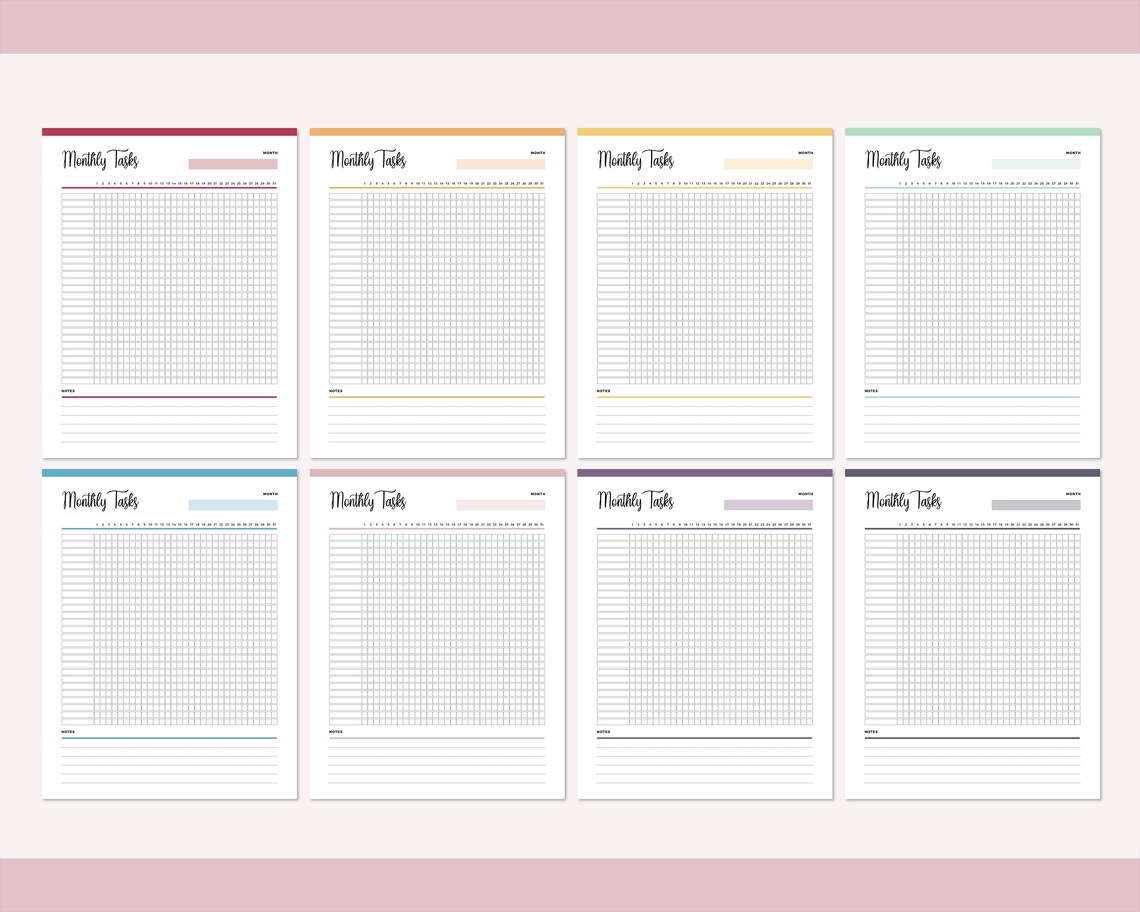 Printable Monthly Task Sheet Task Checklist to Do List - Etsy