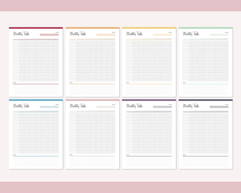 Printable Monthly Task Sheet, Task Checklist, to Do List, Business ...