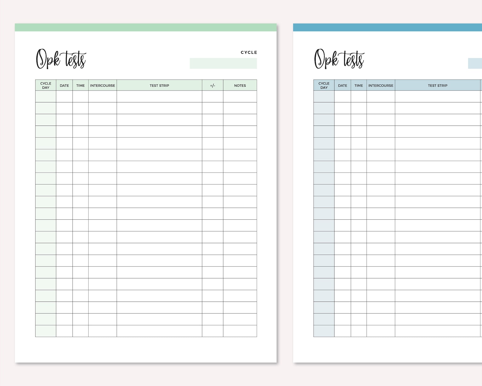 Printable OPK Test Sheet, Ovulation Tracker, Fertility Planner ...