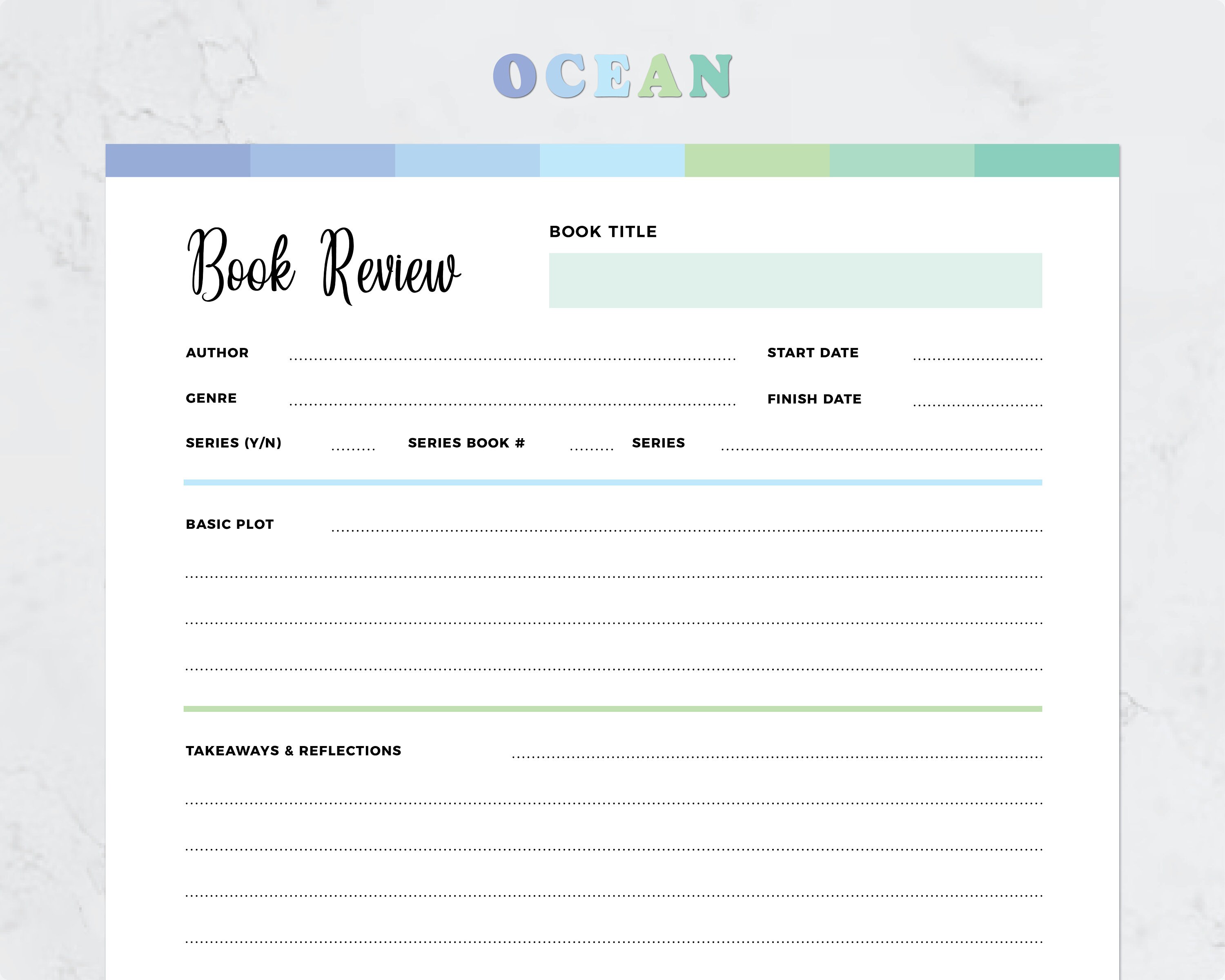 Book Review Template Printable | Book Report Reading Planner - Etsy