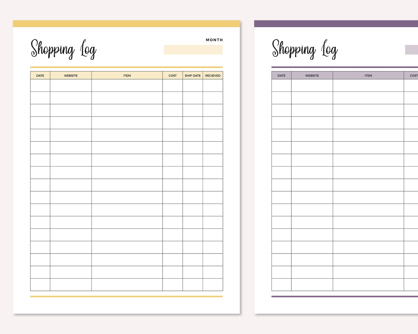 Printable Shopping Log, Online Purchase Tracker, Shopping Tracker ...