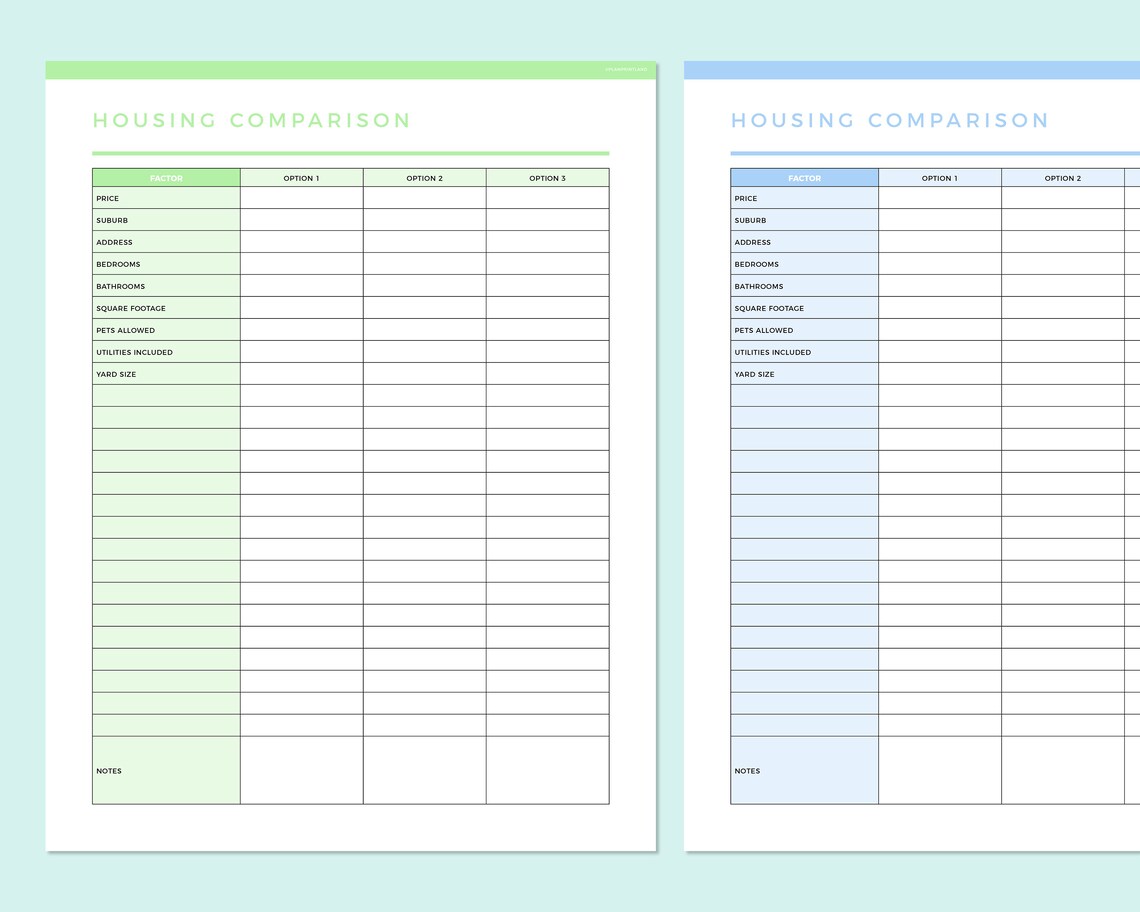 Editable House Comparison Printable, House Hunting Comparison Template ...