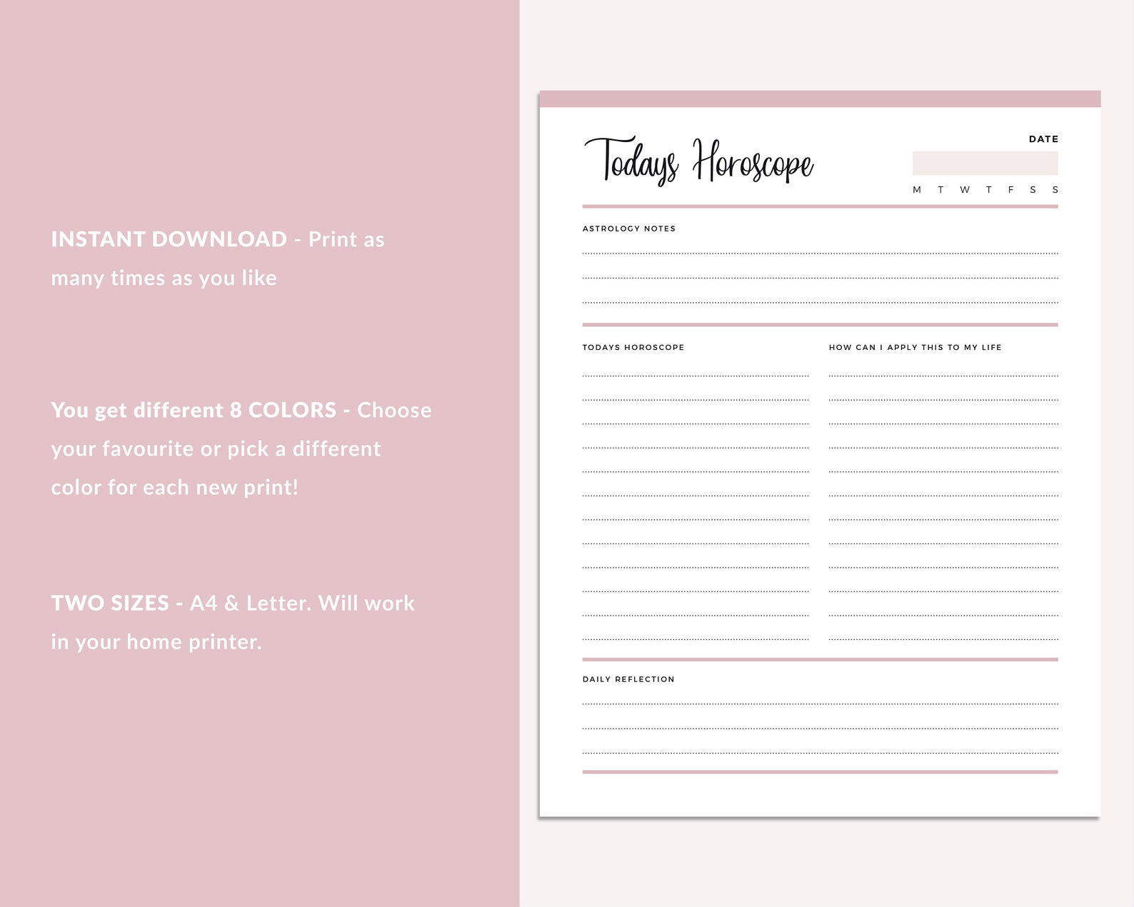 Printable Daily Horoscope Template Zodiac Sign Horoscope - Etsy