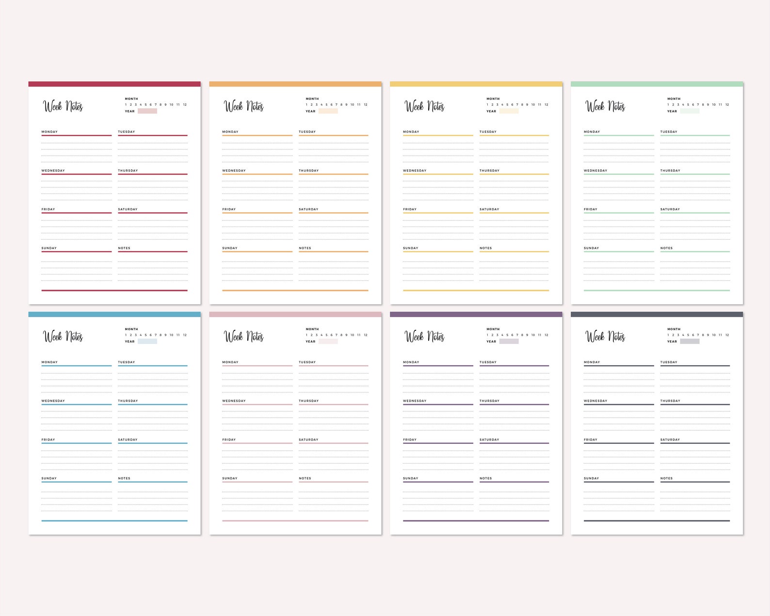 Printable Notes Pages Print at Home Planner Pages Note - Etsy