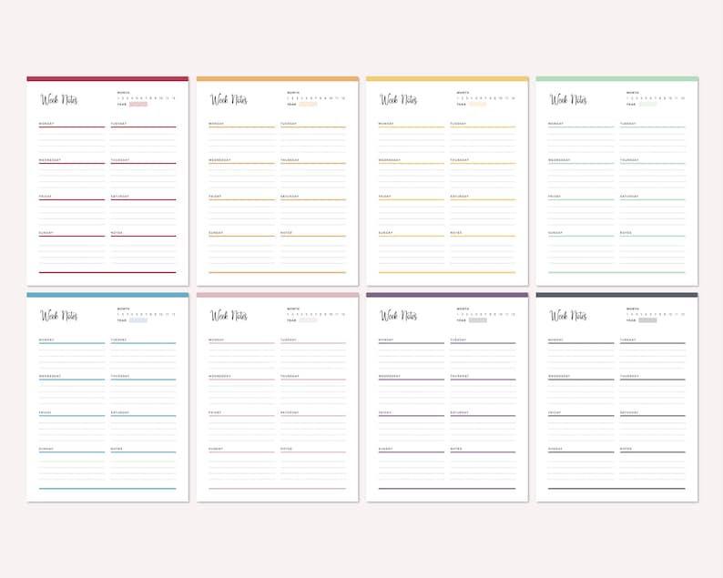 Printable Notes Pages | Print at Home Planner Pages Note Taking Pack ...