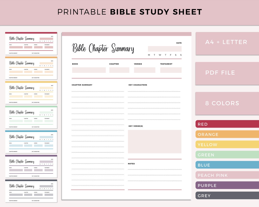 Bible Study Printable, Bible Chapter Summary, Bible Study Journal Pages ...