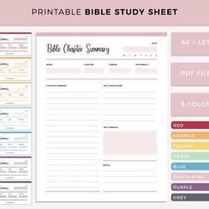 Bible Study Printable, Bible Chapter Summary, Bible Study Journal Pages ...