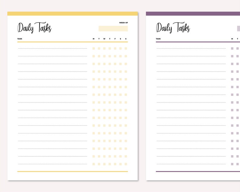 Daily Checklist Printable Daily Task Checklist Print at Home - Etsy