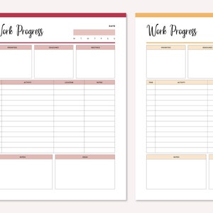 Work Planner Printable, Work Progress Template, Daily Employee Planner ...