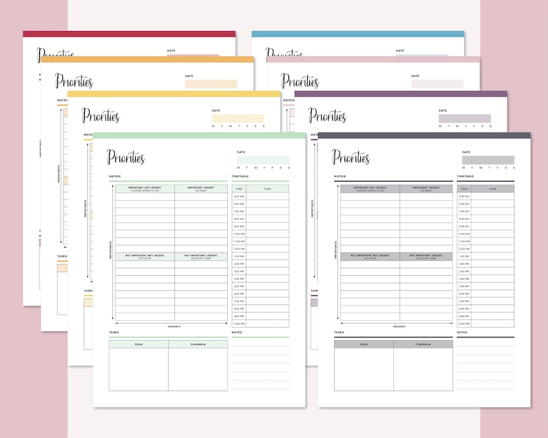 Work Priority Matrix Printable Eisenhower Matrix Daily Task - Etsy