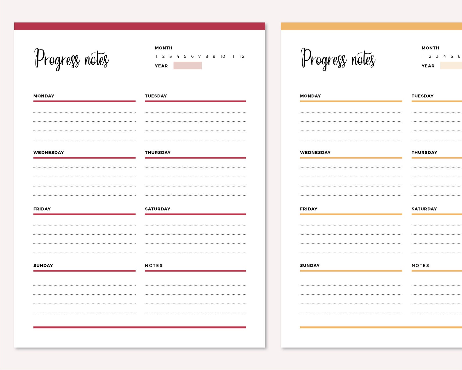 Printable Task Progress Notes, Weekly Task Tracker, Task Journal ...