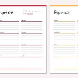 Printable Task Progress Notes, Weekly Task Tracker, Task Journal ...