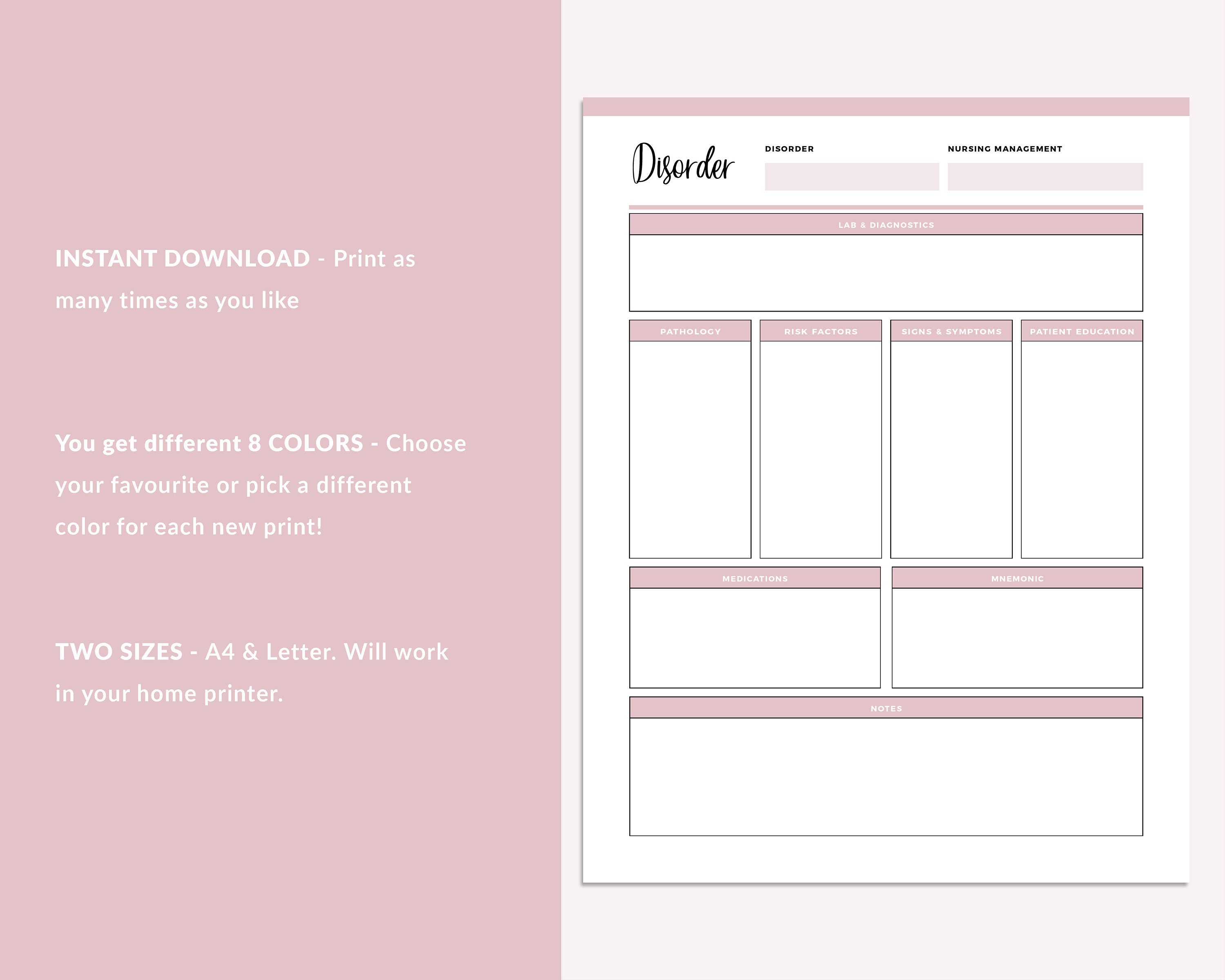 Printable Nursing Disorder Template, Student Nurse Disease Management ...